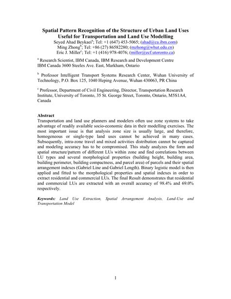 Pdf Spatial Pattern Recognition Of The Structure Of Urban Land Uses