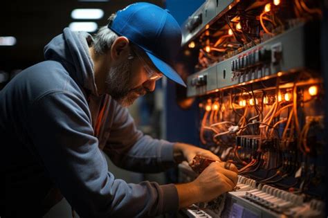premium ai image electrical technician working on a complex wiring