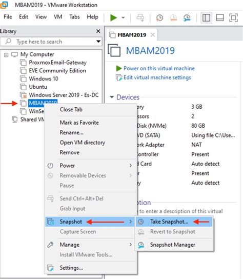 Create Or Delete Snapshots On Vmware Workstation Techdirectarchive