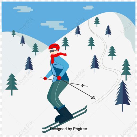 Modern Cartoon Hand Drawn Ski Map Scarf Glasses Pine Png Image Free Download And Clipart Image