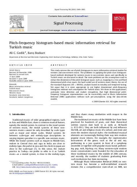 Pdf Pitch Frequency Histogram Based Music Information Retrieval For Turkish Music