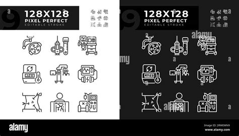 Medical Technology Pixel Perfect Linear Icons Set For Dark Light Mode Stock Vector Image And Art