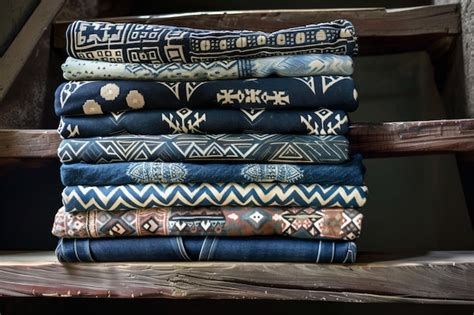 Premium Photo Jeans With Various Patterns Folded In A Descending Stack