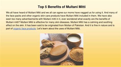 Ppt Top 5 Benefits Of Multani Mitti Powerpoint Presentation Free