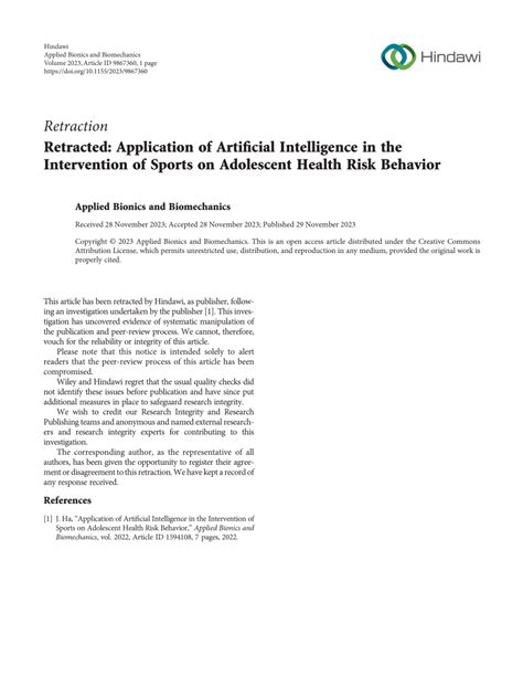 Pdf Retracted Application Of Artificial Intelligence In The