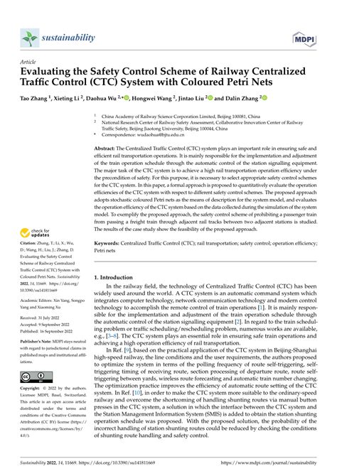 Pdf Evaluating The Safety Control Scheme Of Railway Centralized Traffic Control Ctc System
