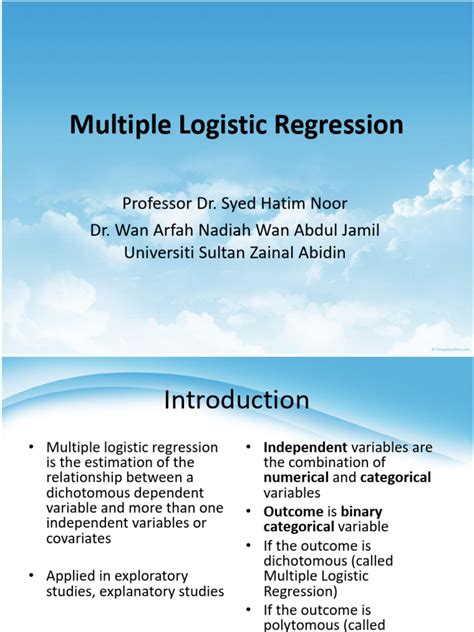 multiple logistic regression spss 2021 pdf logistic regression regression analysis