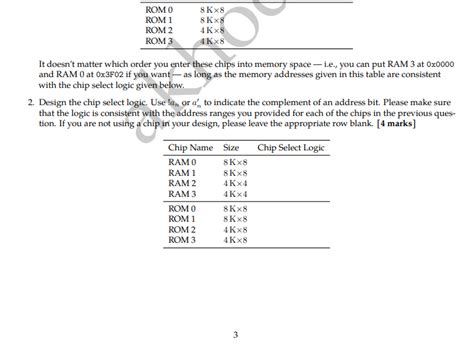 II Memory Maps Marks Design A Memory Map For A Chegg Com