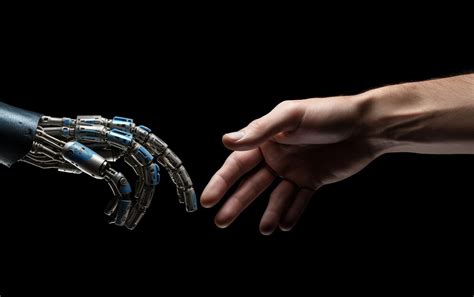 Premium Photo Human Hand And Robot Hand Connection Bridging Humanity And Technology