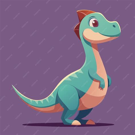 Cartoon Cute Pregnancy Mama Dinosaur Looking At Viewer Side View Vector