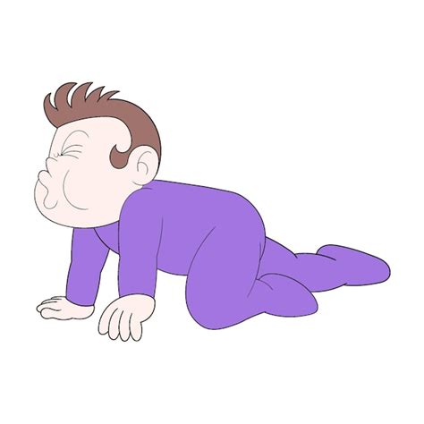 O Bebê Está Agindo De Forma Fofa Rastejando Com A Boca Soprando Vetor