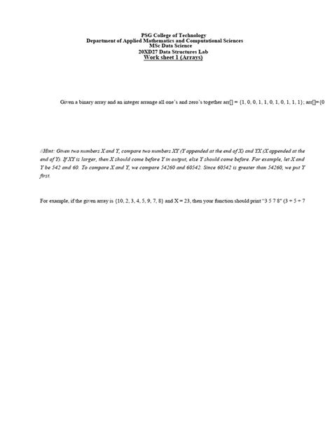 Work Sheet 1a Ds 3 Pdf Applied Mathematics Arithmetic