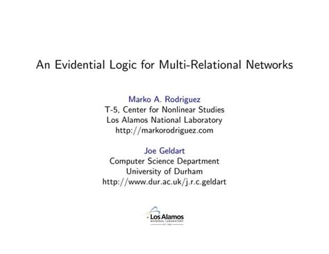An Evidential Logic For Multi Relational Networks Pdf Databases