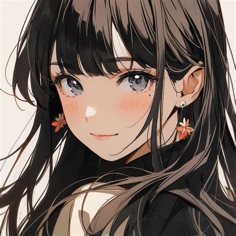 Anime Girl With Dark Brown Hair And Blue Eyes