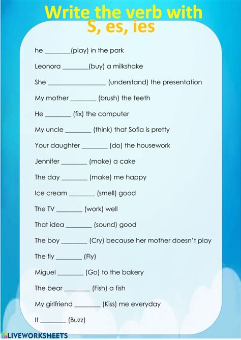 Verb Forms With Sesies Worksheet Verb Worksheets Simple Present Tense Worksheets