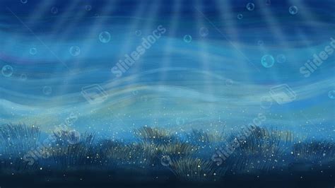 免費藍色陽光夏天水下海水卡通ppt背景下載 Slidesdocs