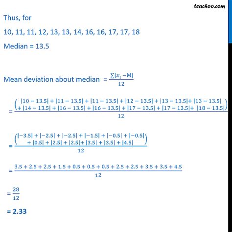 Ex Find Mean Deviation About Median Class
