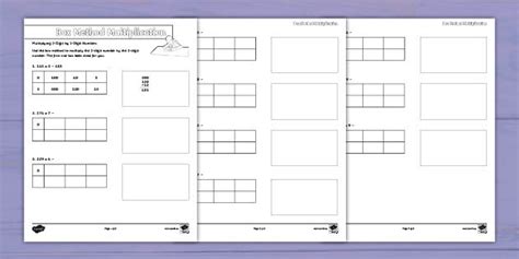 3 Digit By 1 Digit Box Method Multiplication Worksheet