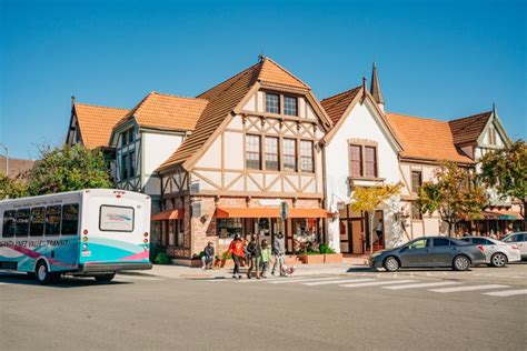 Downtown Of Solvang Restaurants With People Street View Tourists
