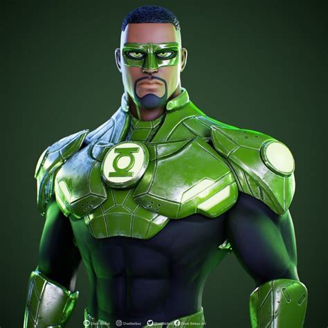 The Green Lantern Character Is Standing In Front Of A Dark Background