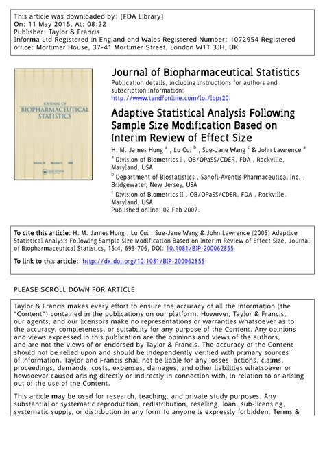 pdf adaptive statistical analysis following sample size modification based on interim review