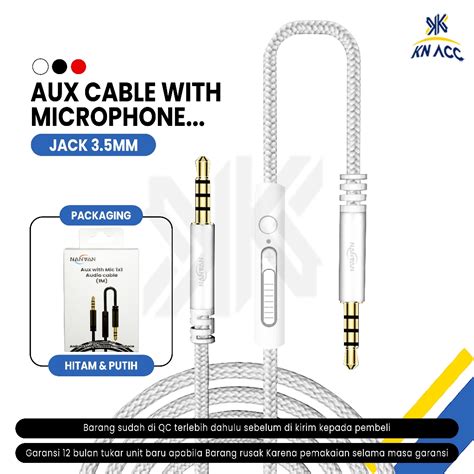 Jual Kn Acc Nanvan Kabel Audio Aux X With Microphone Volume Setting Aux Cable X Jack