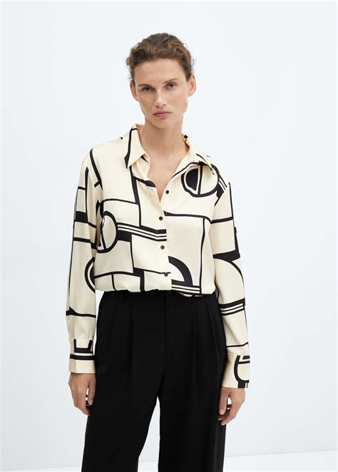 Camicia Stampa Geometrica Donna Mango Outlet Italia