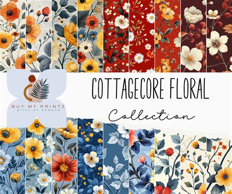 Cottagecore Floral Seamless Pattern Digital Craft Paper Bundle