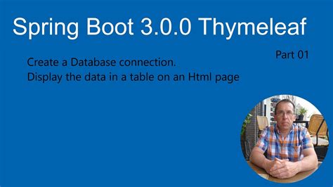 spring boot 3 0 0 thymeleaf database connection and display the data