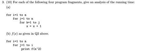 3 10 for each of the following four program
