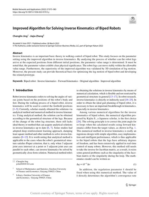Improved Algorithm For Solving Inverse Kinematics Of Biped Robots