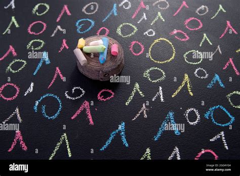 Graphic Representation With Chalk On Blackboard Colorful Binary Code