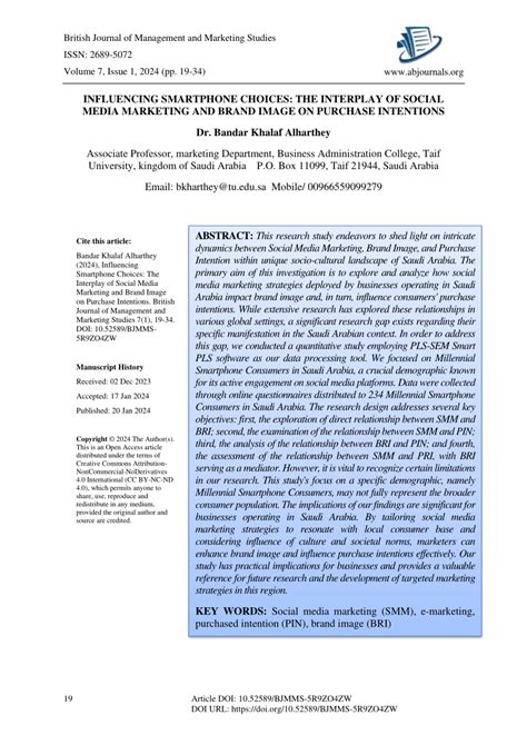 Pdf Influencing Smartphone Choices The Interplay Of Social Media Marketing And Brand Image On