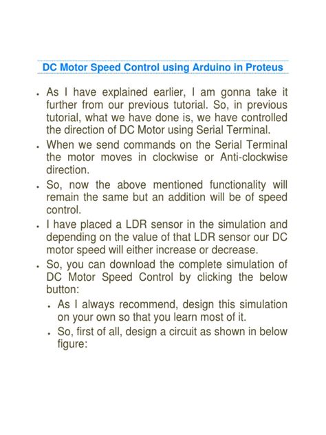 Dc Motor Speed Control Using Arduino In Proteus Pdf Arduino Computer Science