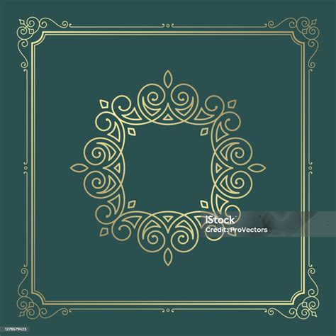 빈티지 번성 장식 소용돌이 라인 프레임 템플릿 벡터 일러스트 빅토리아 화려한 테두리 결혼식에 대한 스톡 벡터 아트 및 기타 이미지 결혼식 골동품 금색 Istock