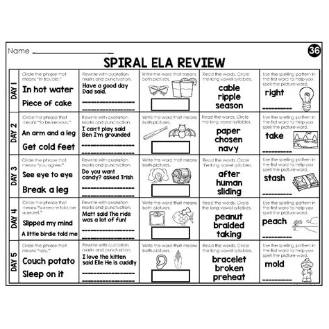 2nd Grade Spiral Ela Week 36 Lucky Little Learners