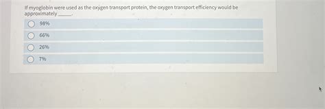 Solved If Myoglobin Were Used As The Oxygen Transport
