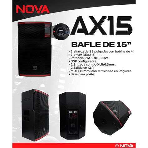 Bafle Amplificado Nova Ax15 15 Pulgadas 900w Rms Color Negro