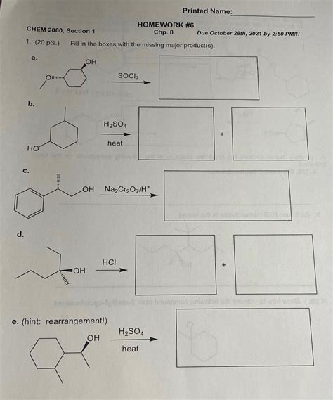 Solved 1 20 Pts Fill In The Boxes With The Missing Major