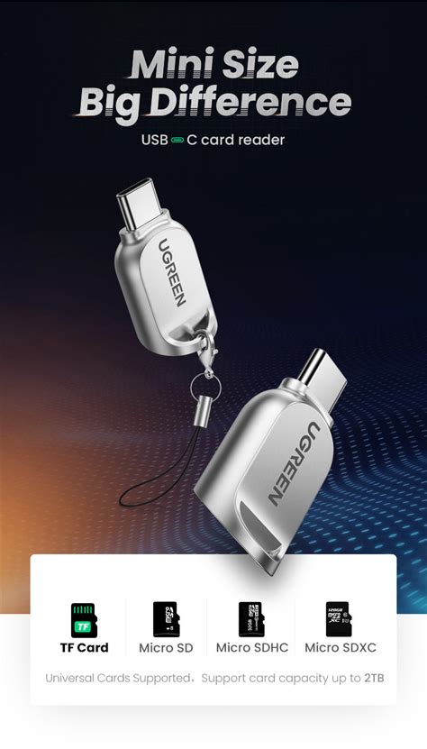 UGREEN TF Card Reader USB C Micro SD Card Reader USB Type C OTG Memory Card Reader Adapter