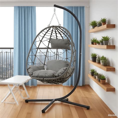 Bayuelswu Hanging Egg Chair With Stand Patio Rattan Wicker Swing Egg