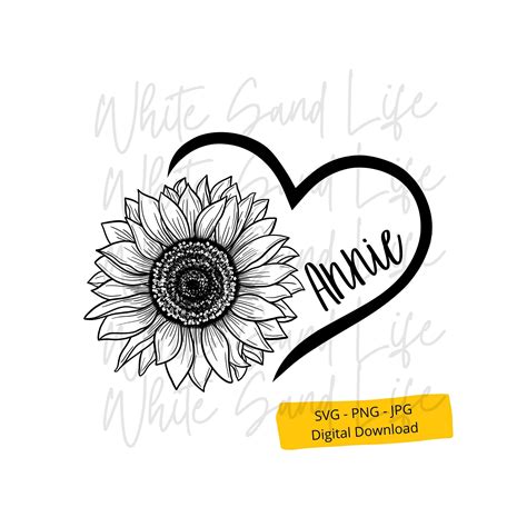 Personalized Sunflower Heart Svg Sunflower Png Sunflower For Shirt
