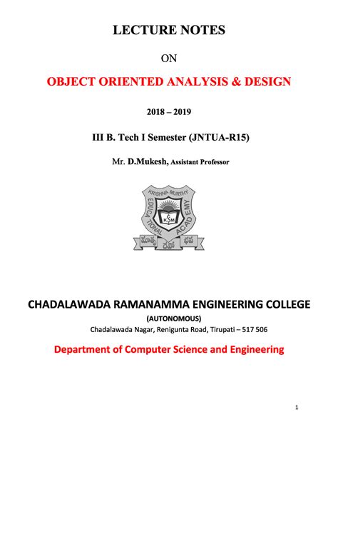 Ooad Material Object Oriented Analysis And Design Studocu