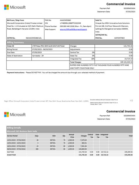 Microsoft Invoice 1 Download Free Pdf Government Finances Taxes