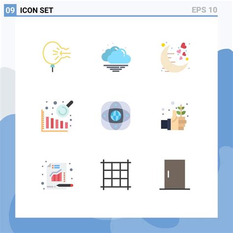 Universal Icon Symbols Group Of 9 Modern Flat Colors Of Earth Artificial Date Data Analysis