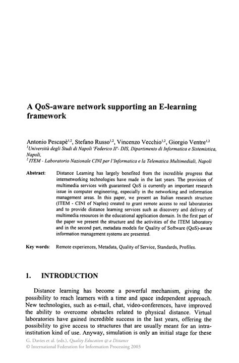 Pdf A Qos Aware Network Supporting An E Learning Framework
