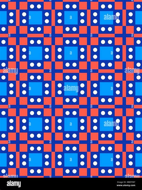 A Vibrant Geometric Pattern Features Alternating Blue Squares Red Backgrounds And White Dots