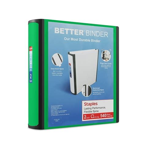 Staples 2 3 Ring Better Binder Green 2 Pack St55878 Ccvs