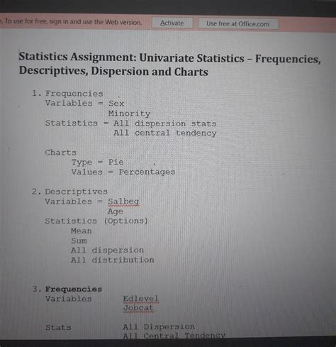 Statistics Assignment Univariate Statistics