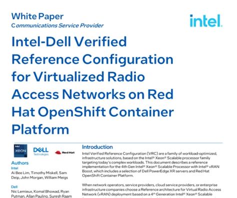 intel dell verified reference configuration for virtualized radio